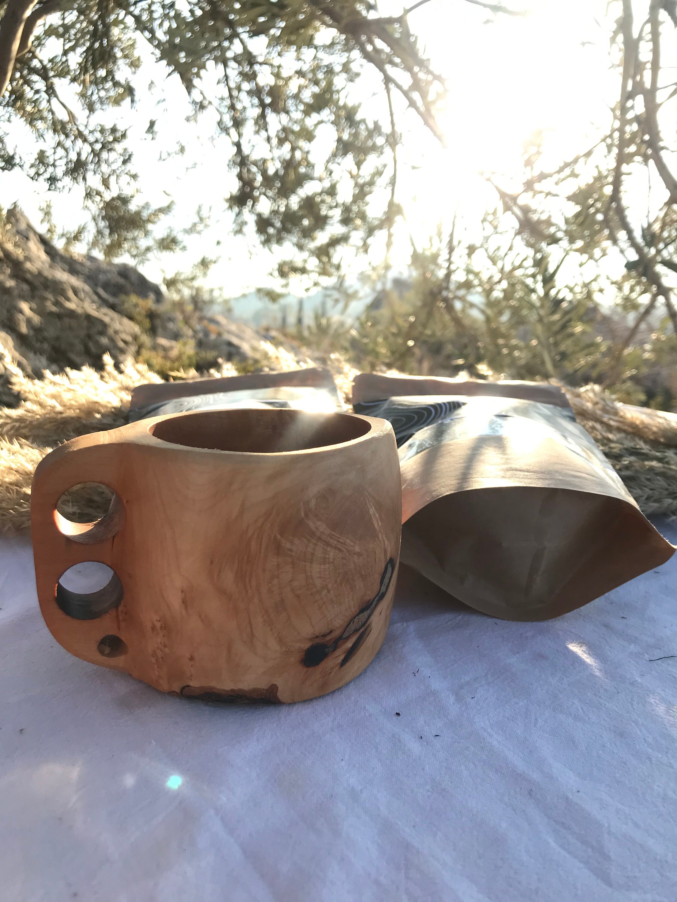 Handmade Wooden Kuksa Mug - Ideal for Camping, Hiking, Fruit Wood Mug ...