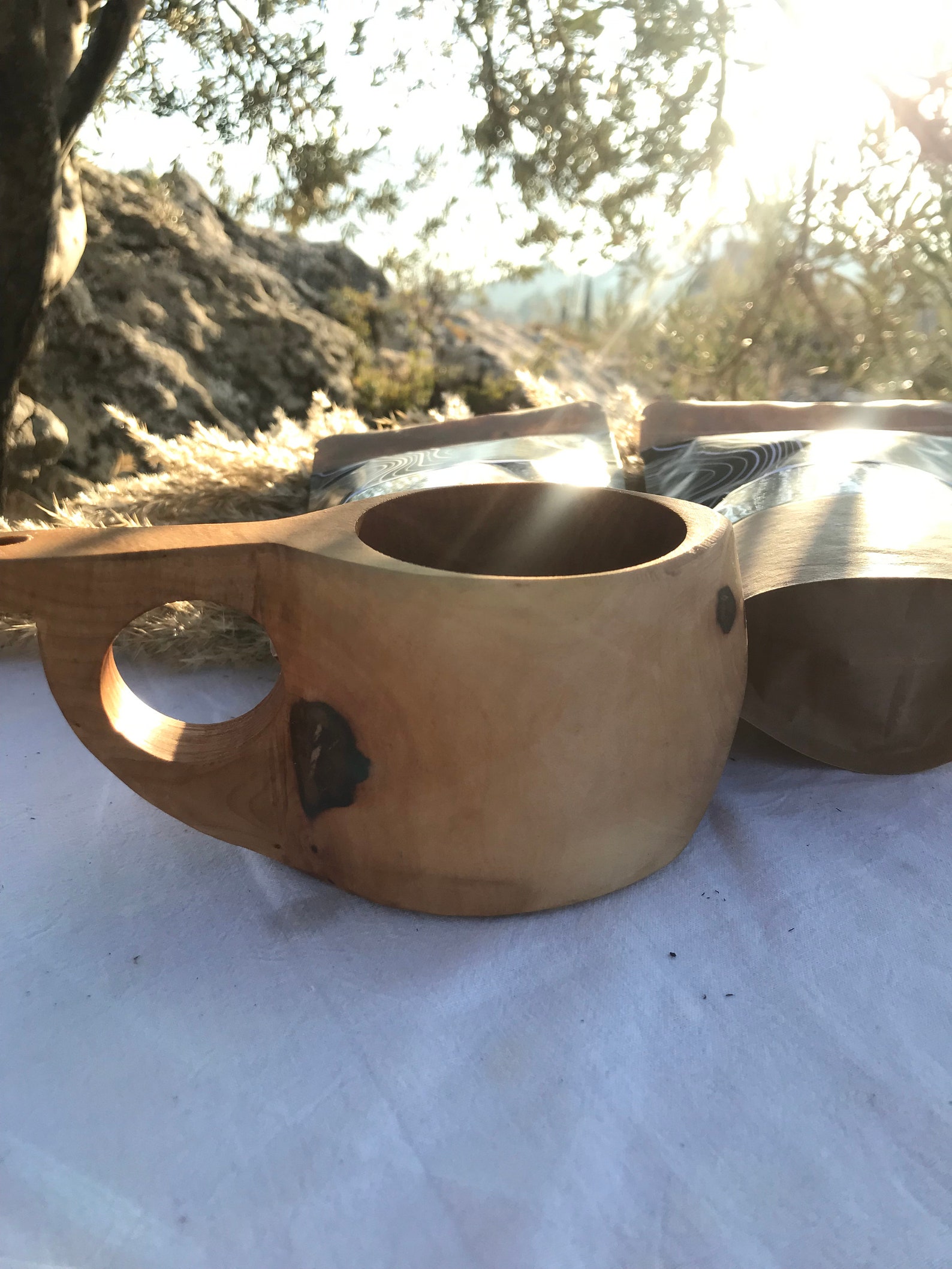Handmade Wooden Kuksa Mug - Ideal for Camping, Hiking, Fruit Wood Mug ...
