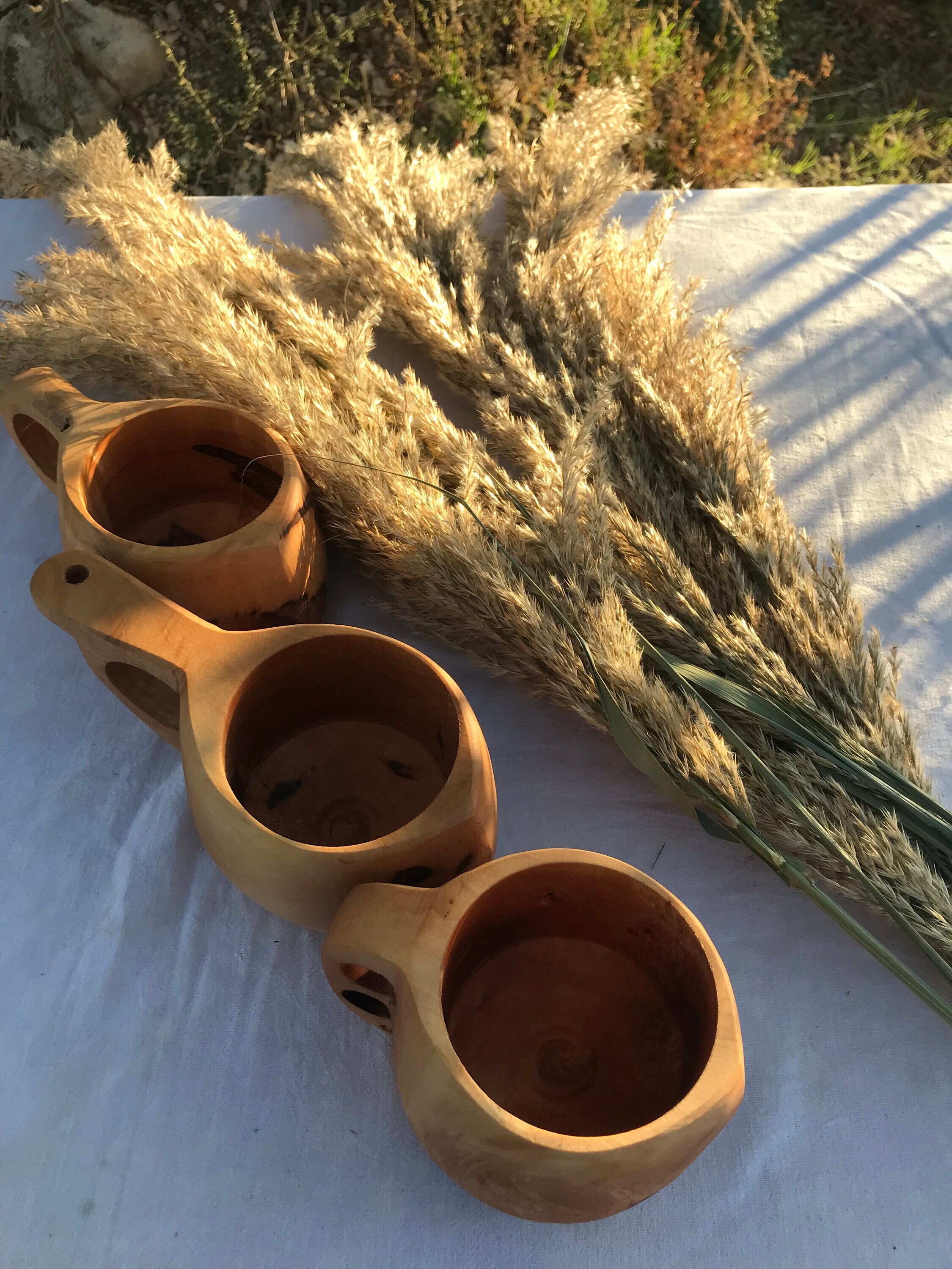 Handmade Wooden Kuksa Mug - Ideal for Camping, Hiking, Fruit Wood Mug ...