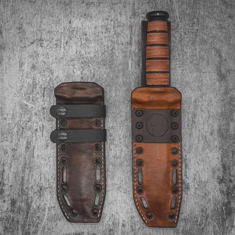 Hybrid Sheath Kydex Leather Case for KABAR USMC 1217 Punisher Edition ...