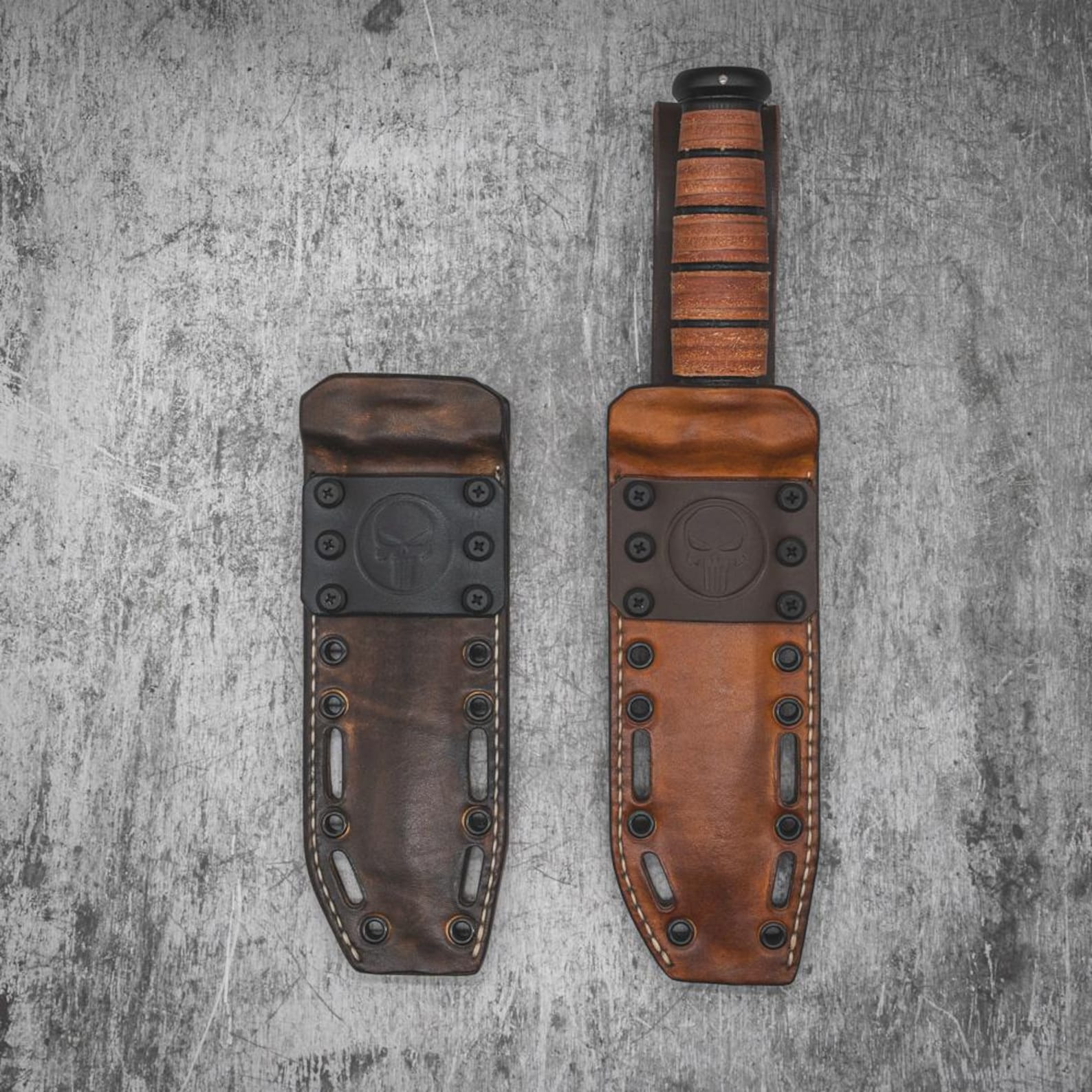 Hybrid Sheath Kydex Leather Case for KABAR USMC 1217 Punisher Edition ...
