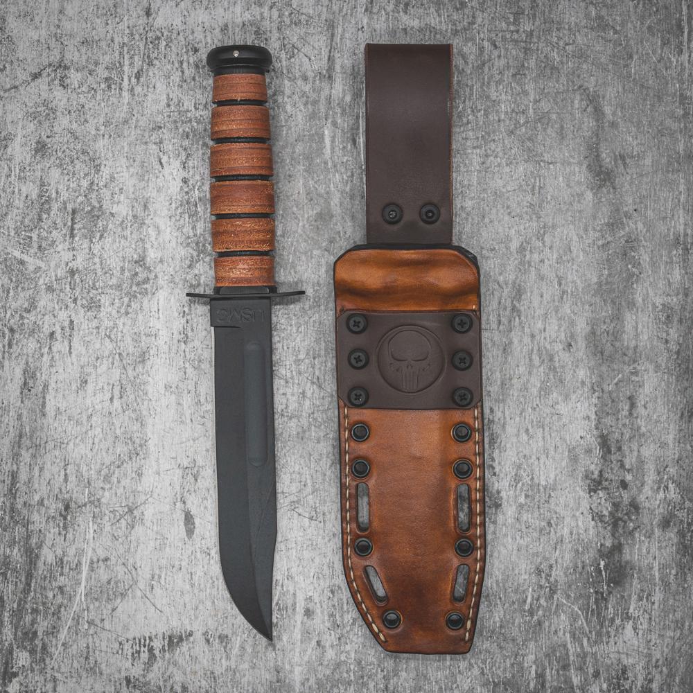Hybrid Sheath Kydex Leather Case for KABAR USMC 1217 Punisher Edition ...