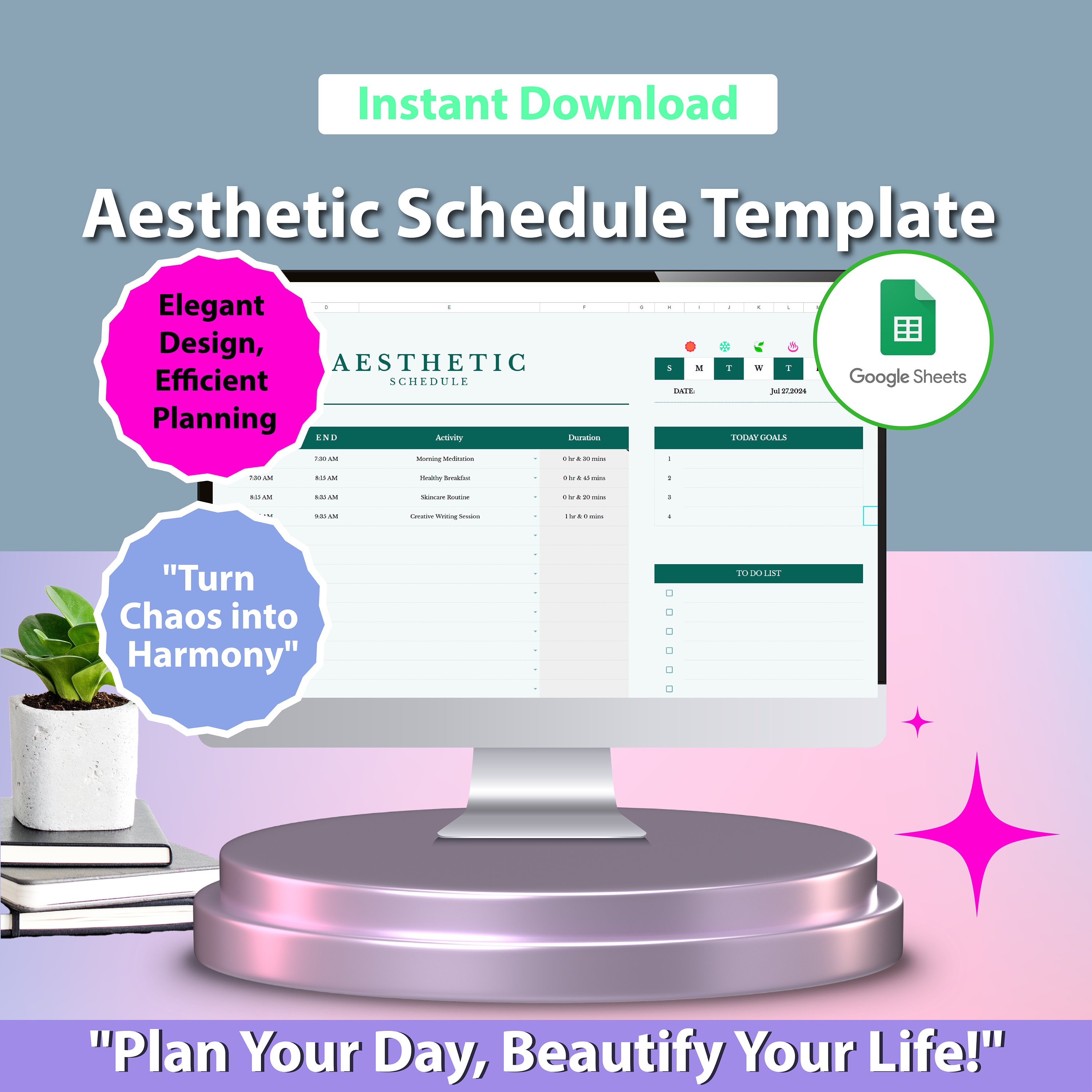 Aesthetic Schedule Template Elegant Daily, Weekly, Monthly Planner ...