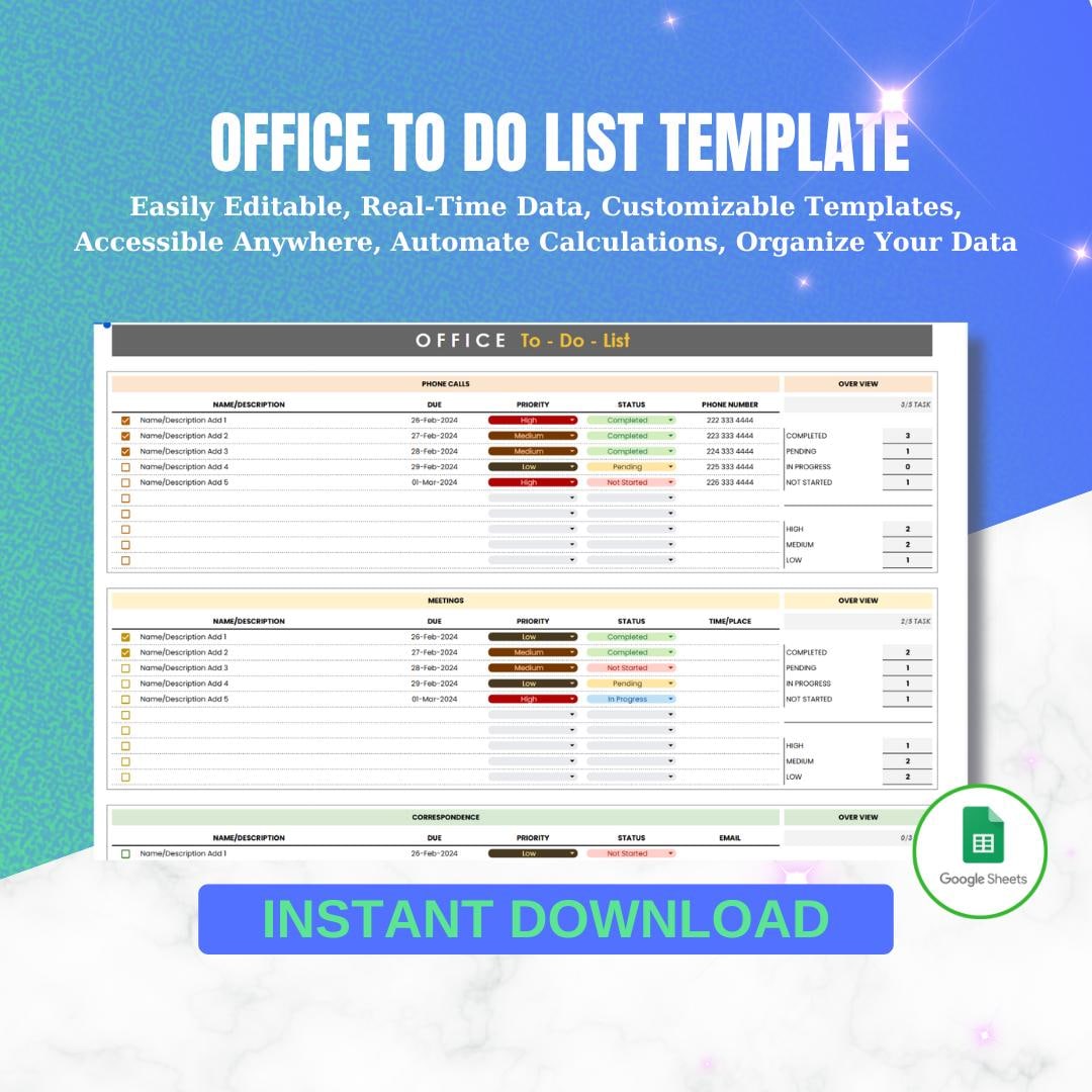Comprehensive Office Task Tracker | Manage Phone Calls, Deadlines ...