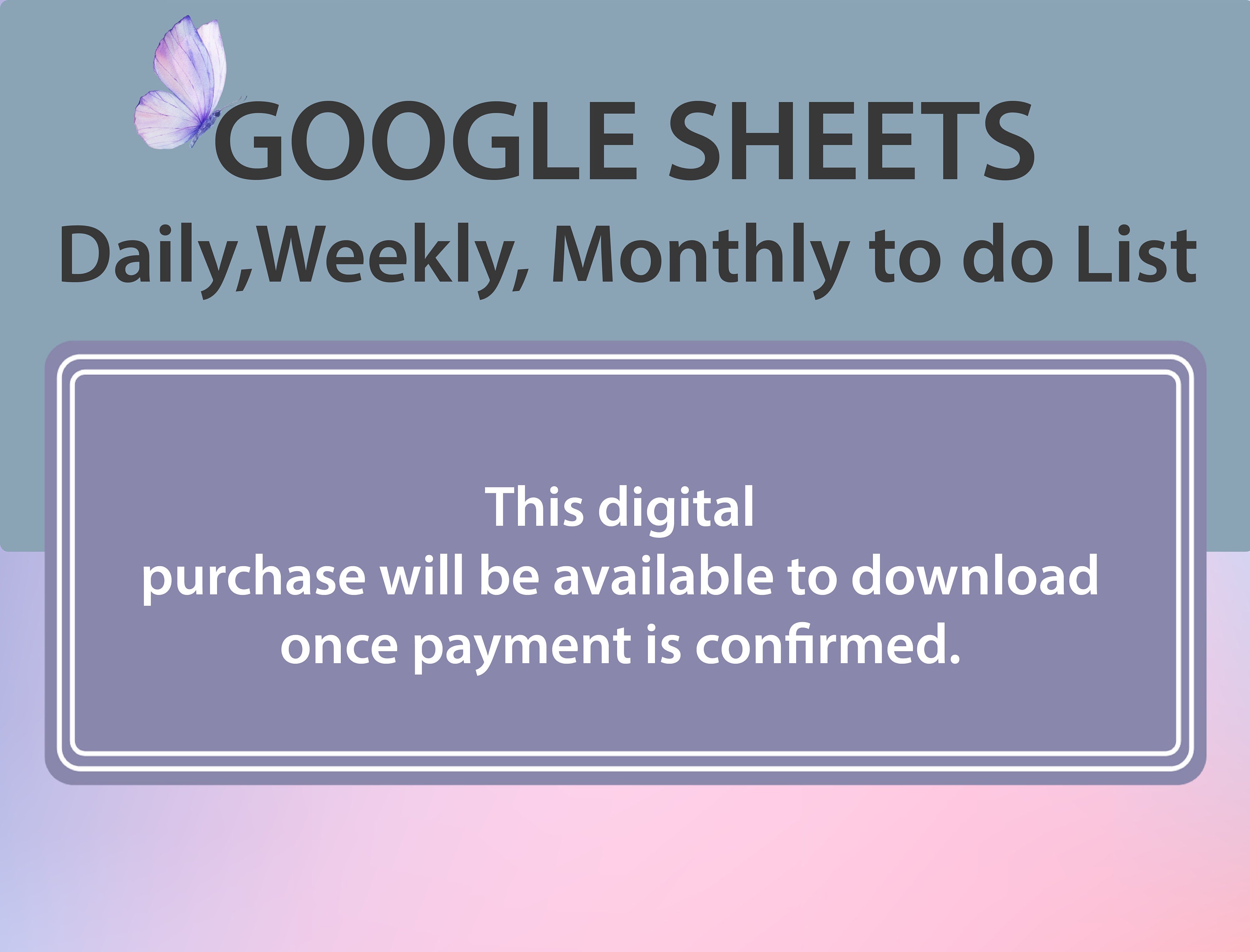 Daily, Weekly, Monthly To-do List Google Sheets Planner Task Organizer ...