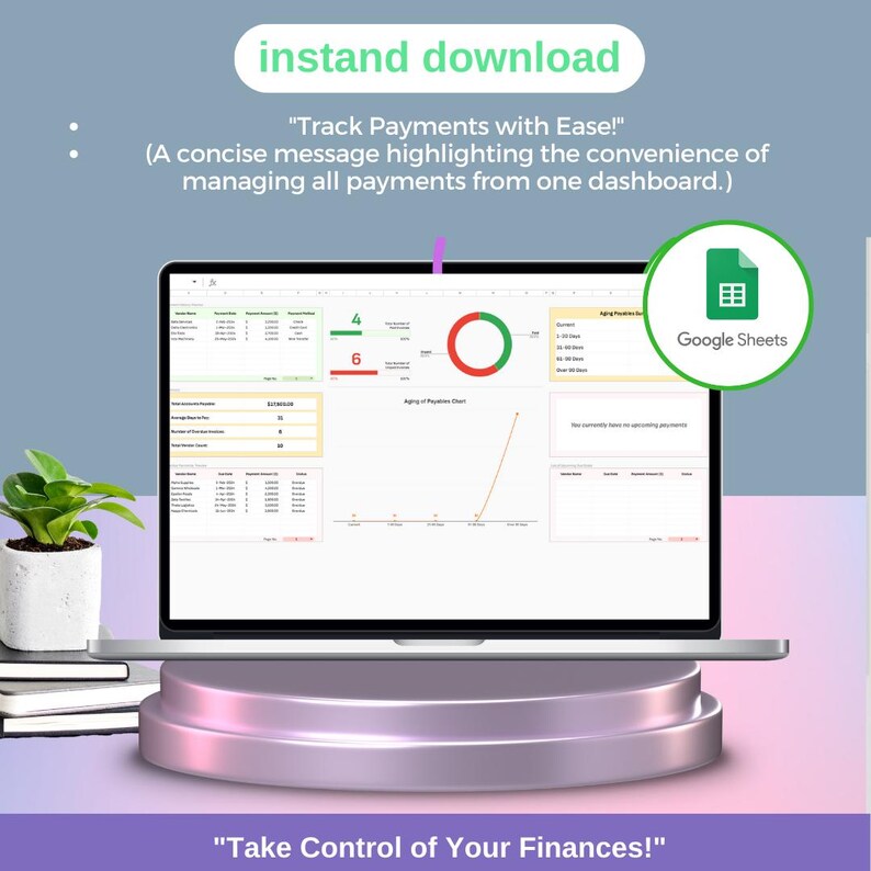 Accounts Payable Dashboard Template, Editable Google Sheets, Finance ...