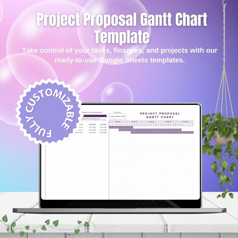 Project Proposal Gantt Chart Template | Google Sheets Project Planner | Task & Timeline Tracker ...
