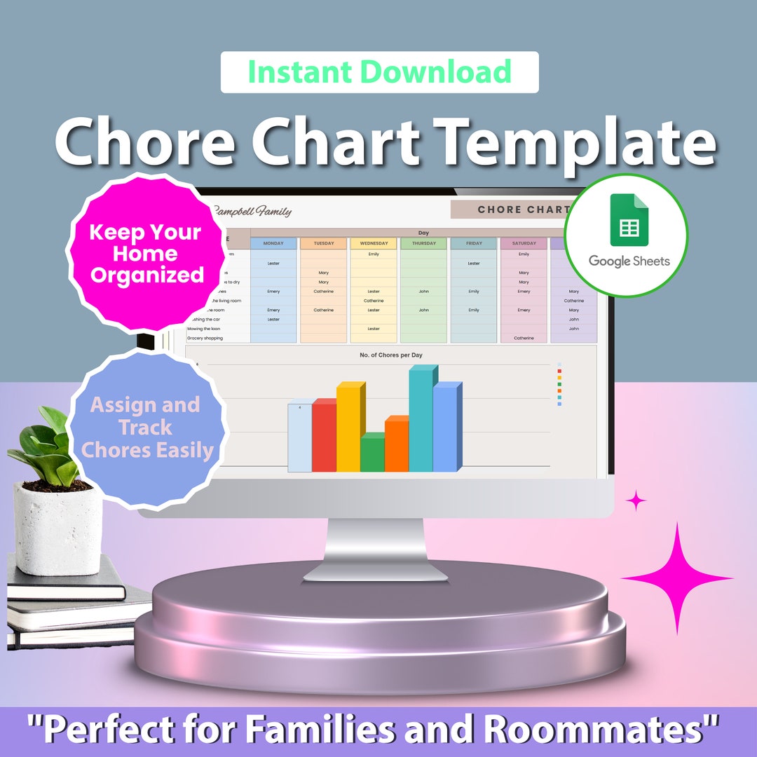 Magnetic Chore Chart Board Family & Adult Chore List Template ...