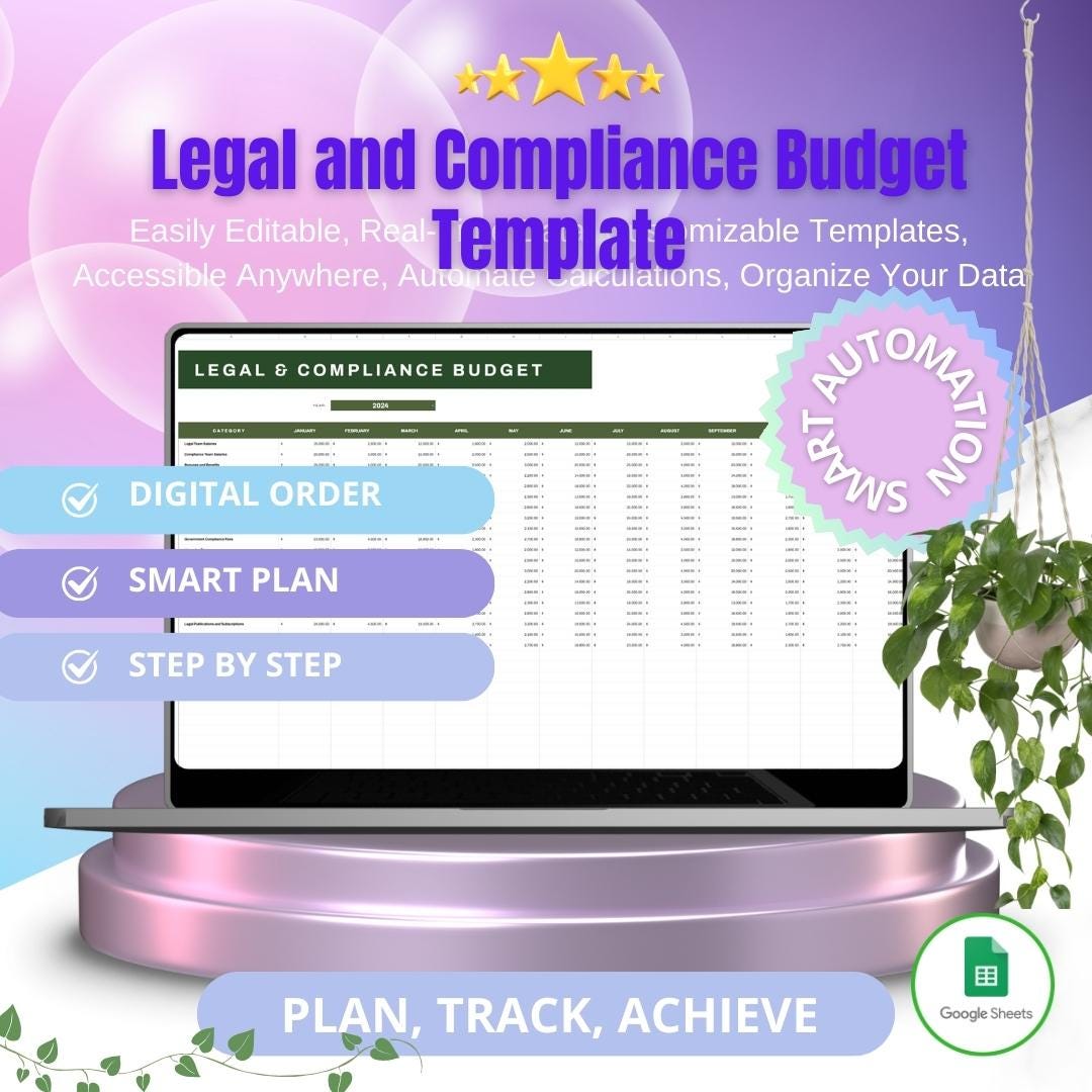Legal & Compliance Budget Template | Google Sheets Law Firm Finance ...