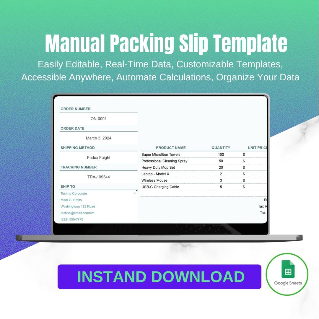Customizable Packing Slip Template | Professional Shipping Form for ...