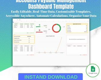 Accounts Payable Dashboard Template, Editable Google Sheets, Finance ...