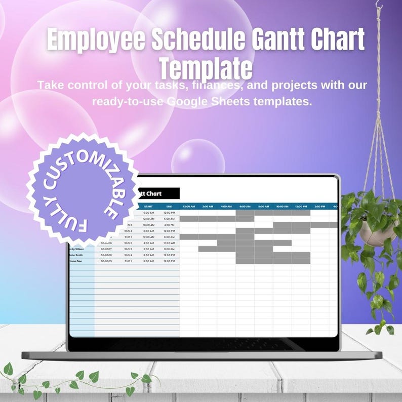 Employee Schedule Gantt Chart Template – Staff Planning, Shift ...