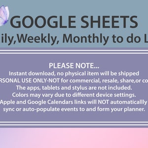 Daily, Weekly, Monthly To-do List Google Sheets Planner Task Organizer ...