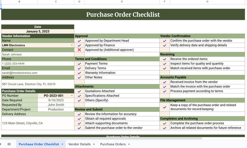 Purchase Order Checklist Template | Streamline and Track Your Orders ...
