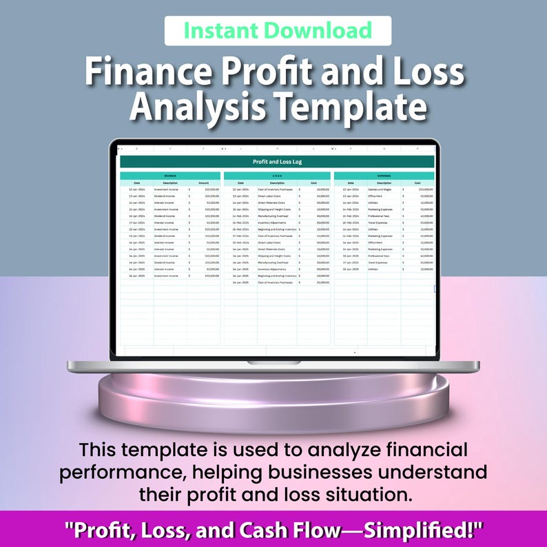 Comprehensive Profit and Loss Analysis Template + Bonus Cash Flow ...