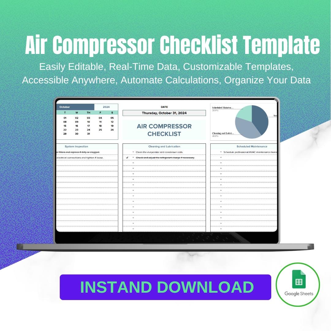 Air Compressor Checklist Template for Maintenance Teams, Workshop ...