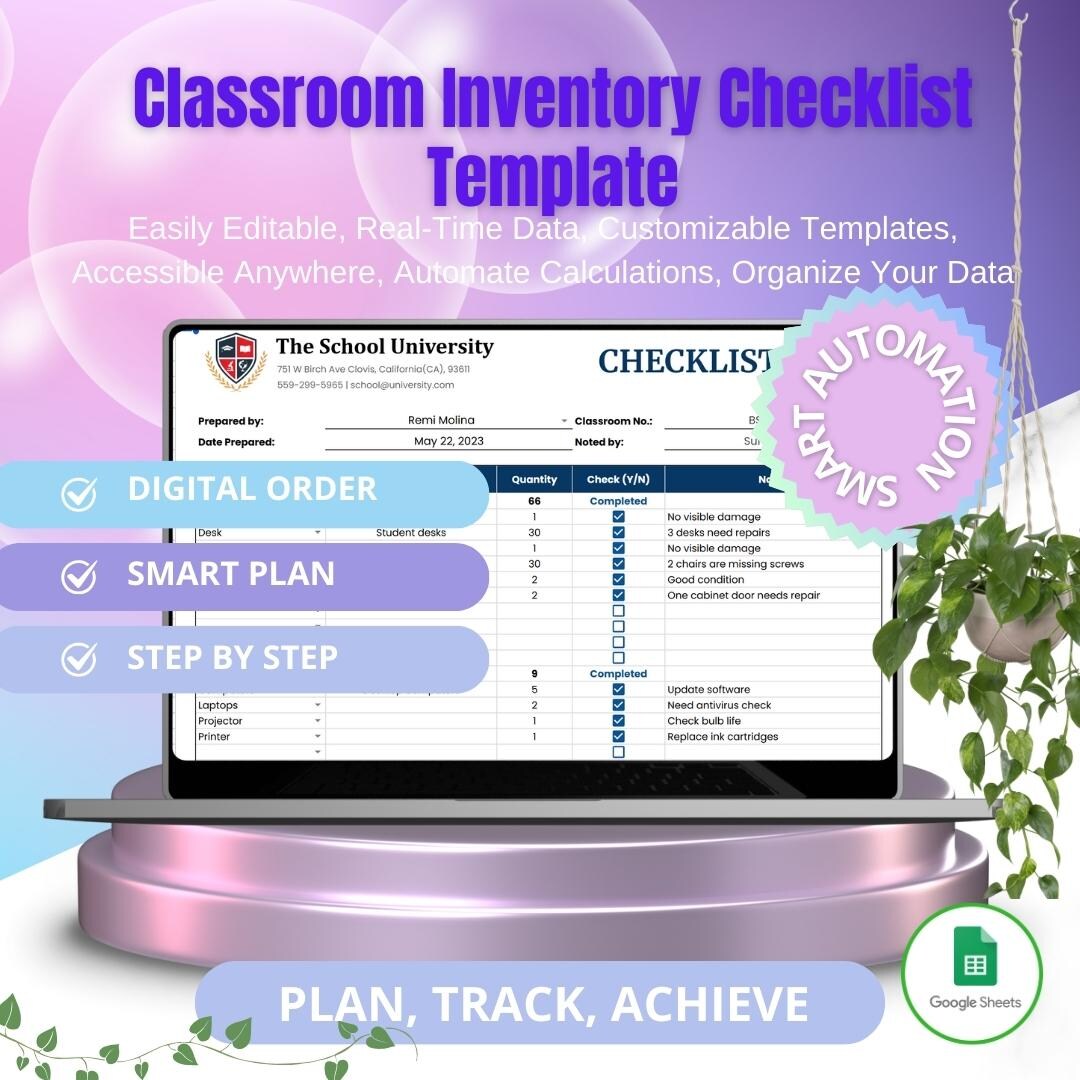 Classroom Inventory Checklist Template | School Supply Tracker ...
