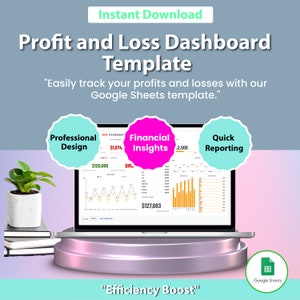 Profit & Loss Dashboard Template Track Finances Google Sheets Business Financial Income Expense ...