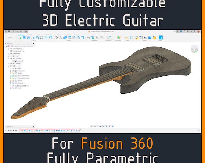 Custom Guitar Design for CNC Router Machine or to Hand Craft. Includes ...