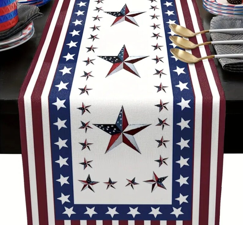 Patriotic Table Runner 4th of July Table Runner 13X72 Independent Day ...