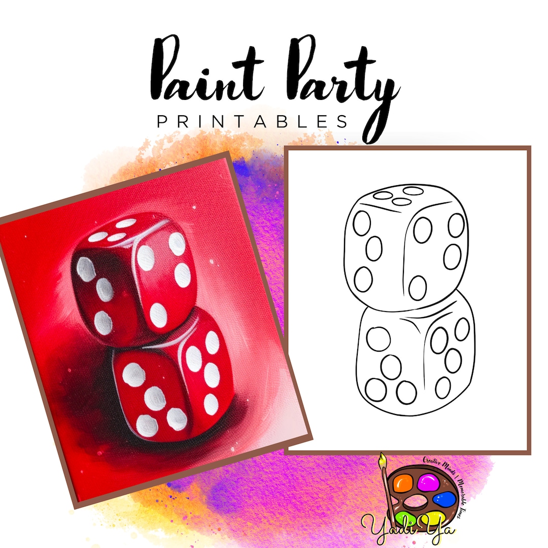 Dice Paint Party Canvas | DIY Adult Paint Night (PNG Digital Download ...