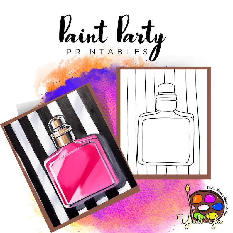 Perfume |pre Drawn Outline Canvas | Diy Paint Party | Adult Paint Party ...