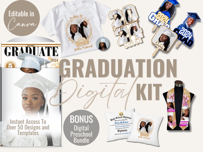 Graduation Mega Bundle, Senior Fan, Stole Template (digital Download ...