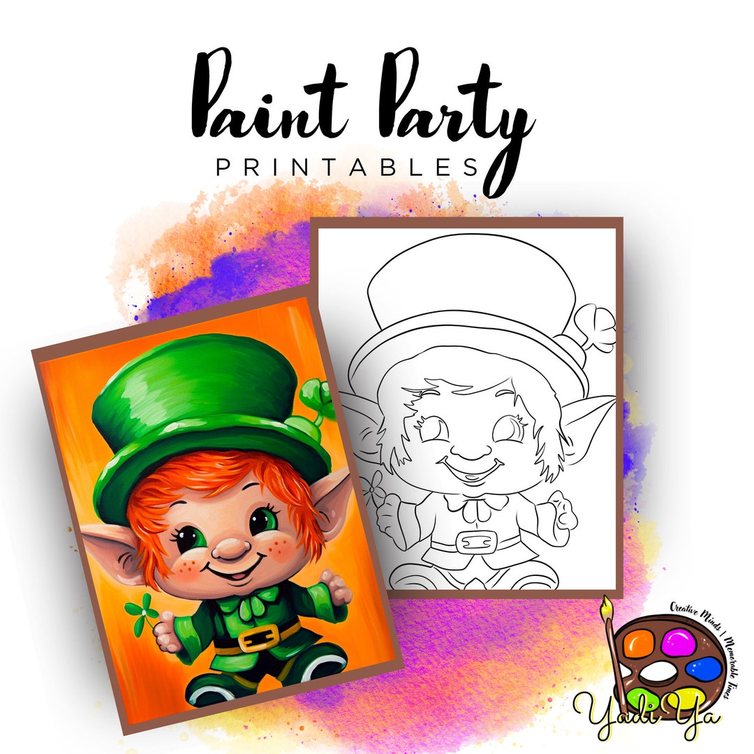 Leprechaun |pre Drawn Outline Canvas | Diy Paint Party | Adult Paint ...