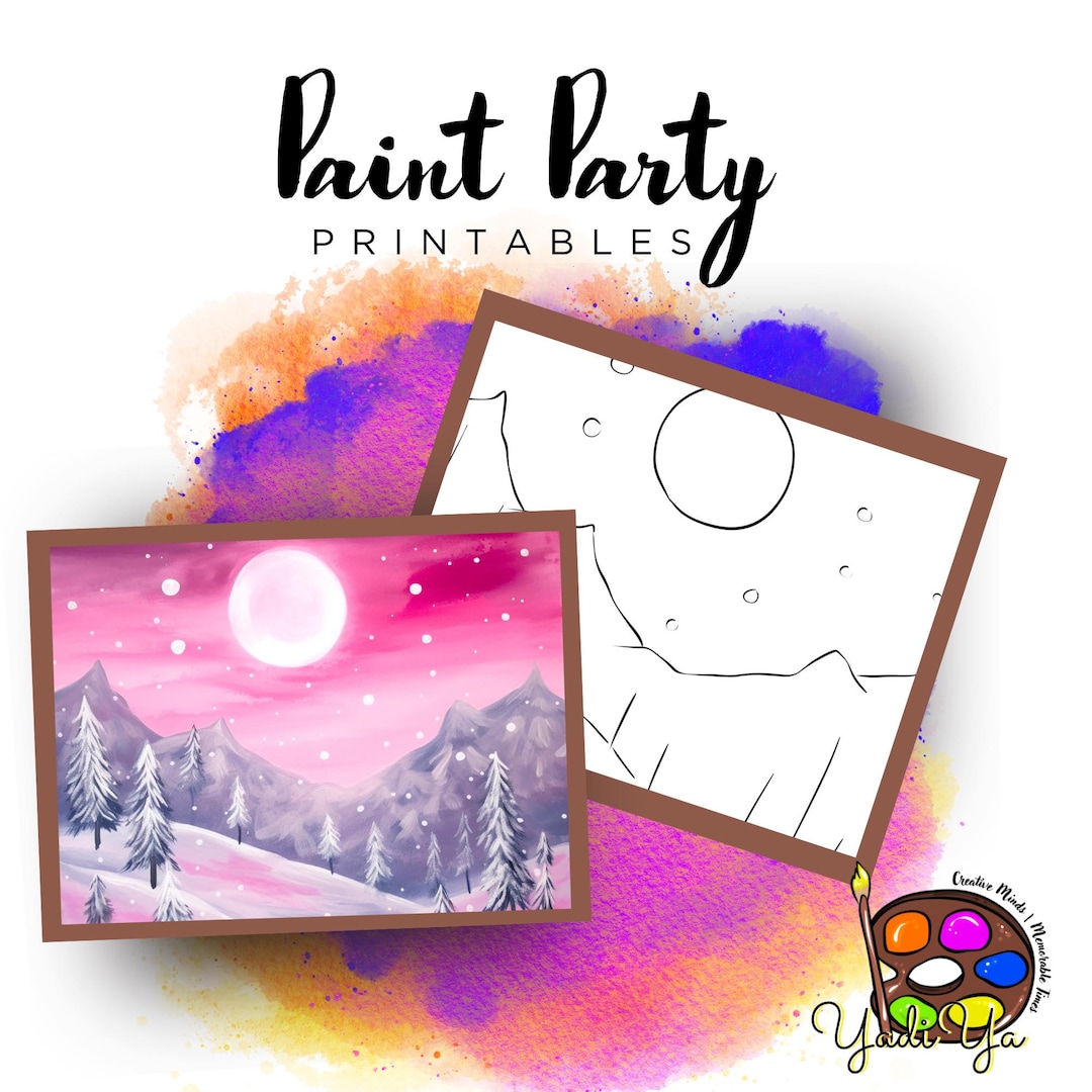 Moonlight Pre Drawn Outline Canvas | Diy Paint Party | Adult Paint ...