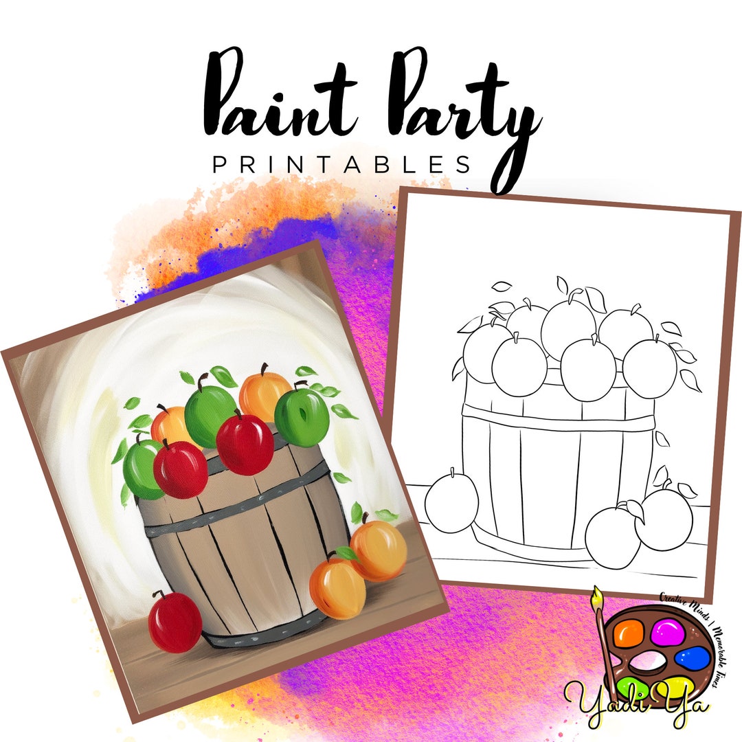 Apple Paint Party Canvas | DIY Adult Painting (PNG Digital Download) - Etsy