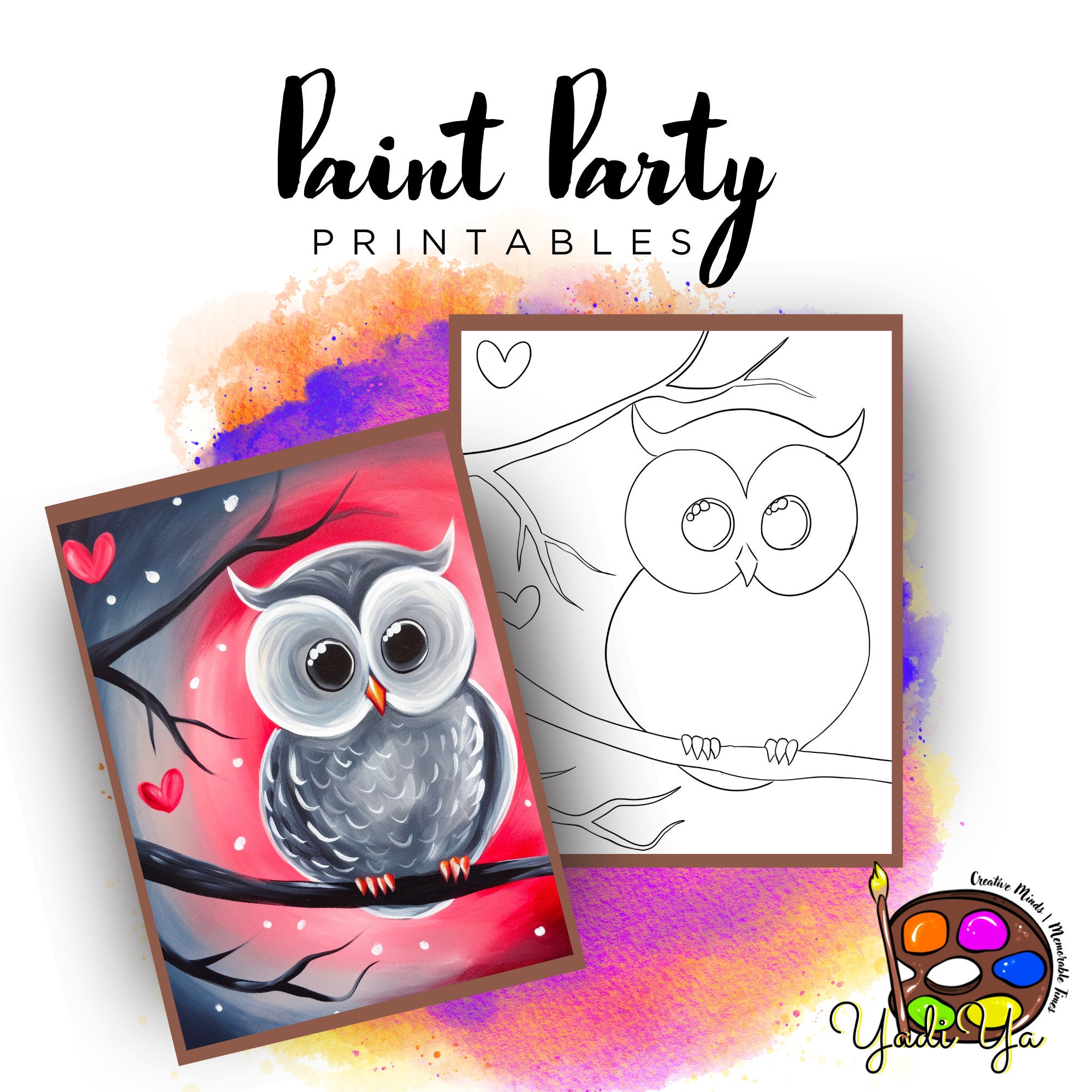 Owl Pre Drawn Outline Canvas Diy Paint Party Adult Paint Party ...