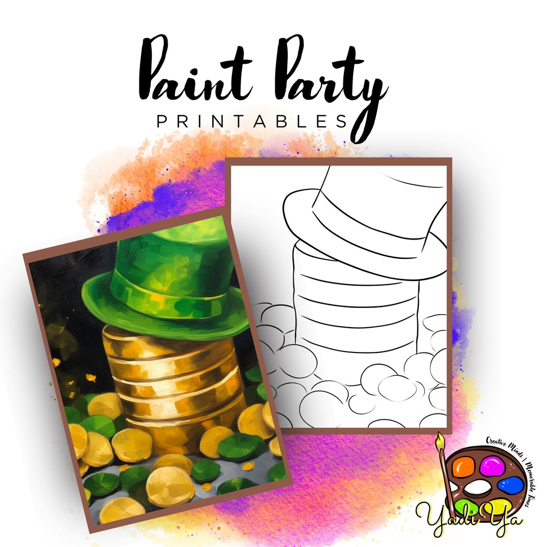 Gold Coins |pre Drawn Outline Canvas | Diy Paint Party | Adult Paint ...