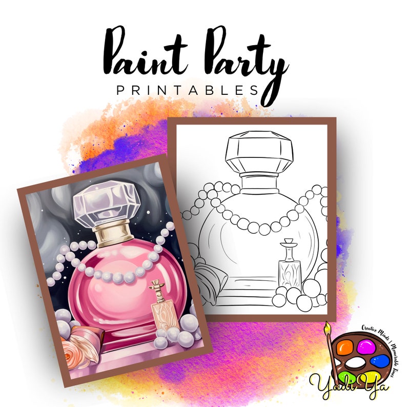 Perfume Pre Drawn Outline Canvas | Diy Paint Party | Adult Paint Party ...