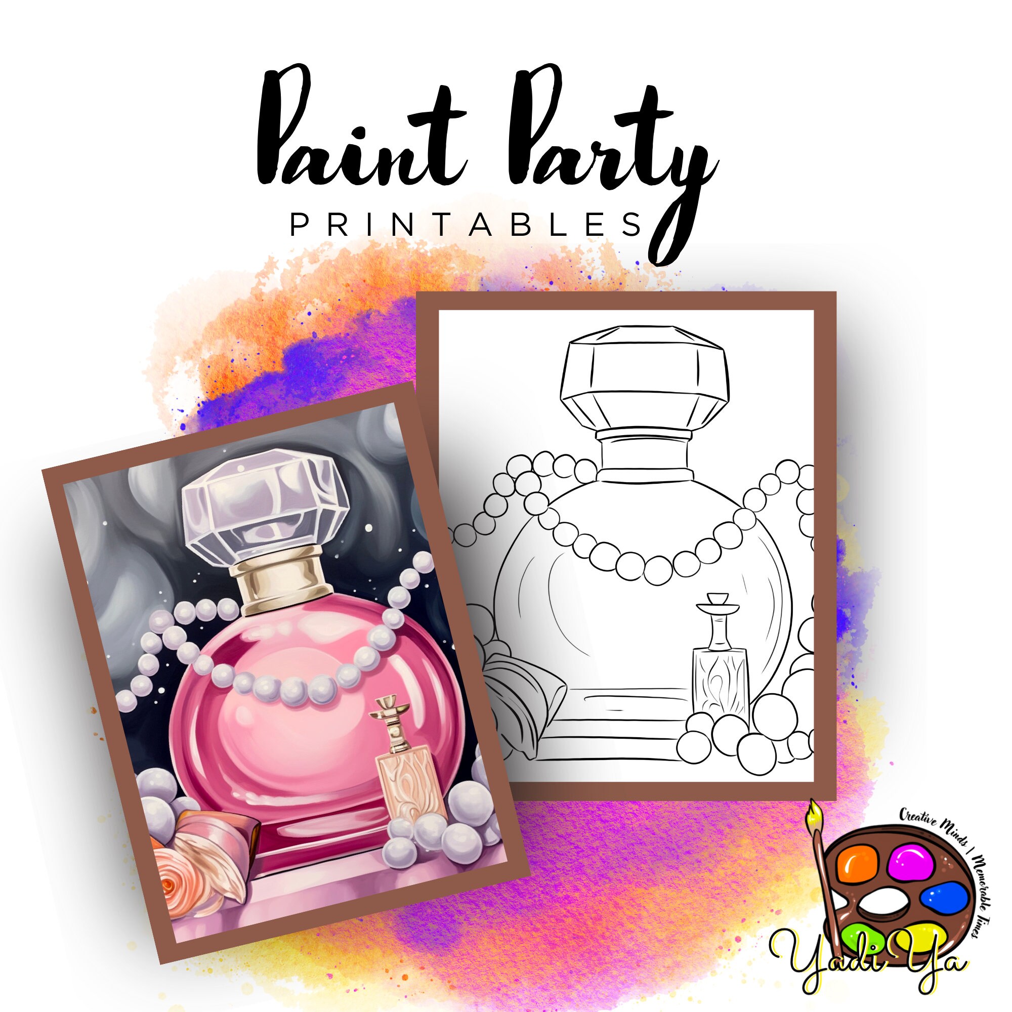 Perfume Outline Canvas | DIY Paint Party Printable (digital Download ...