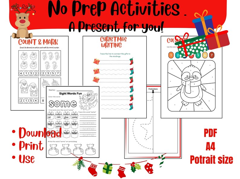 No PREP Christmas Bundle, December Worksheets, Christmas Pack, Winter ...