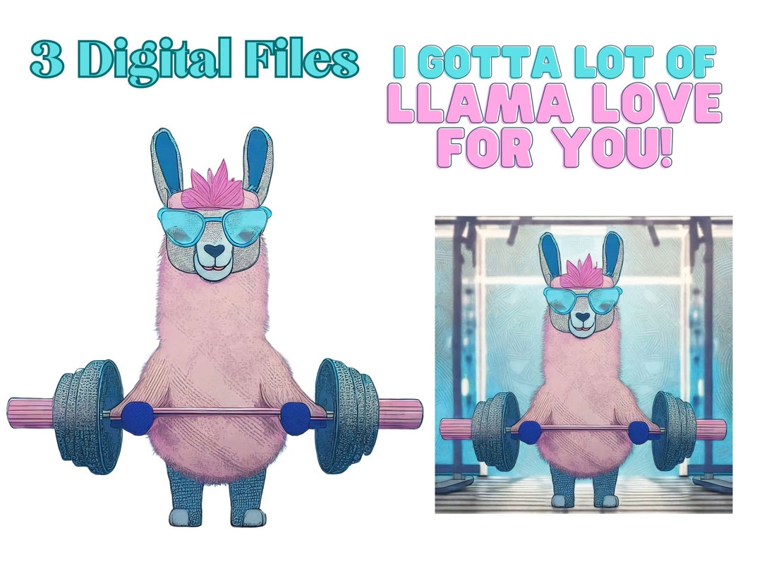 Llama Wall Art, Gym Inspired Art, Valentine Card, Funky Print, Neon ...