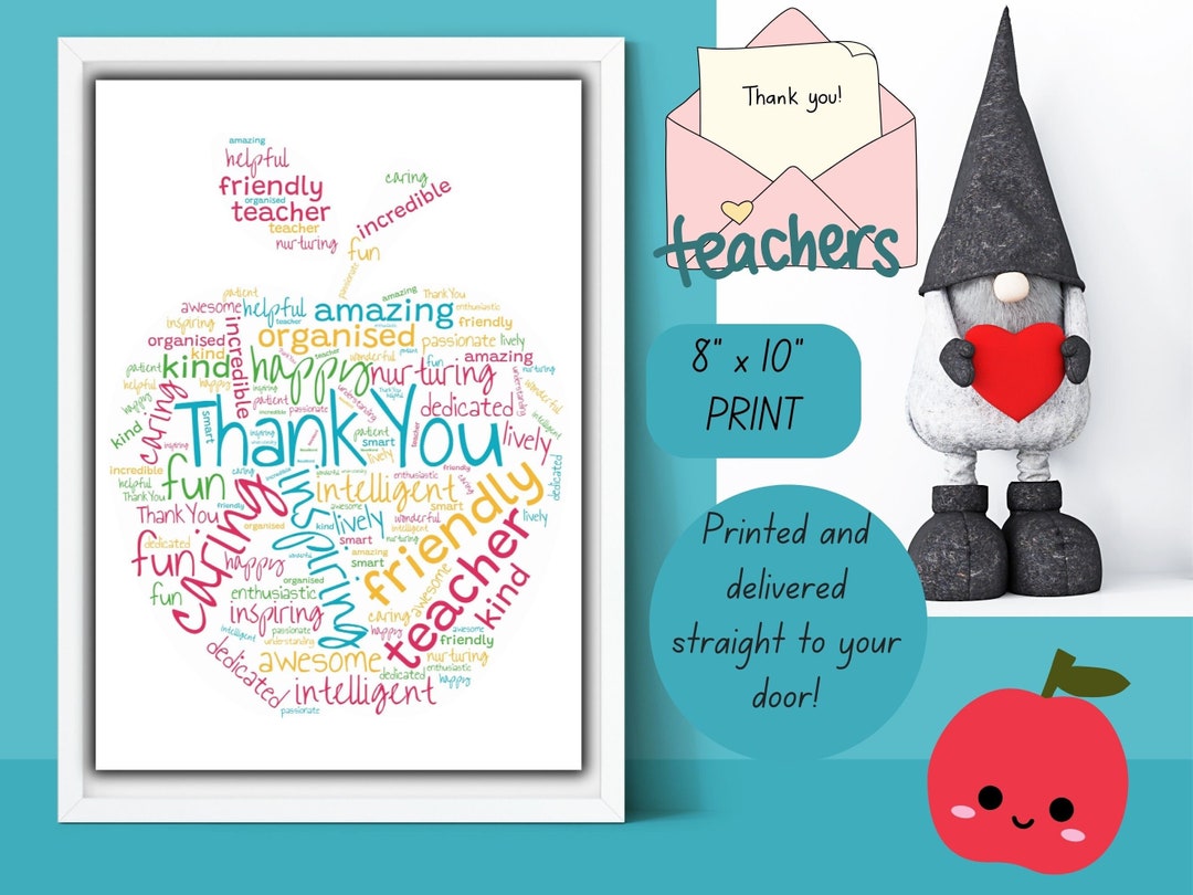 Teacher Christmas Gift Print Apple Word Cloudwall Art - Etsy