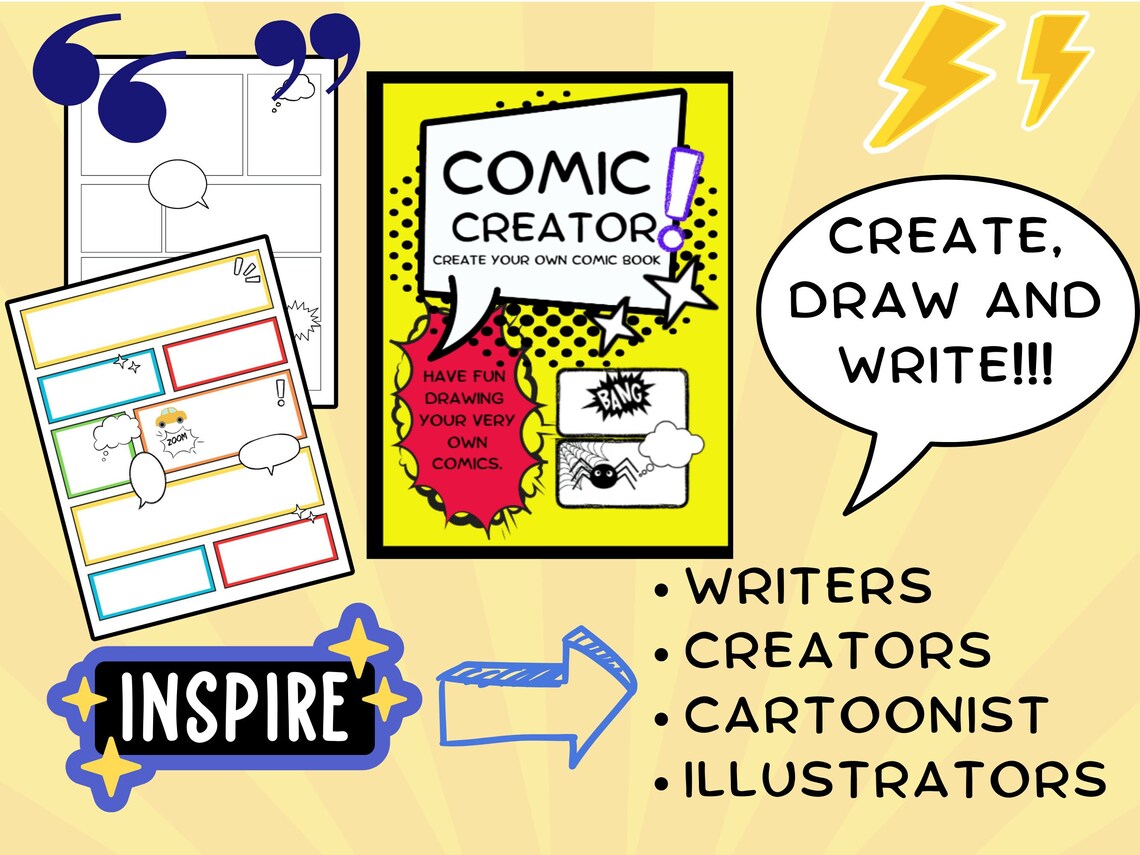 Blank Comic Book, Storyboard Pages, Cartoon Template, Drawing Comic ...