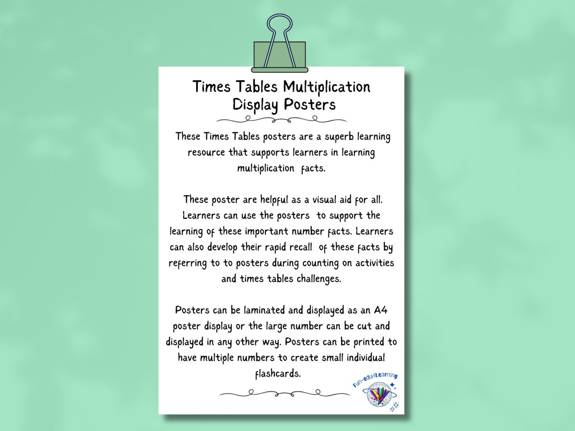 Skip Counting Posters, Multiplication Posters, Times Table Printables ...