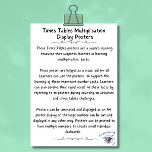 Skip Counting Posters, Multiplication Posters, Times Table Printables ...
