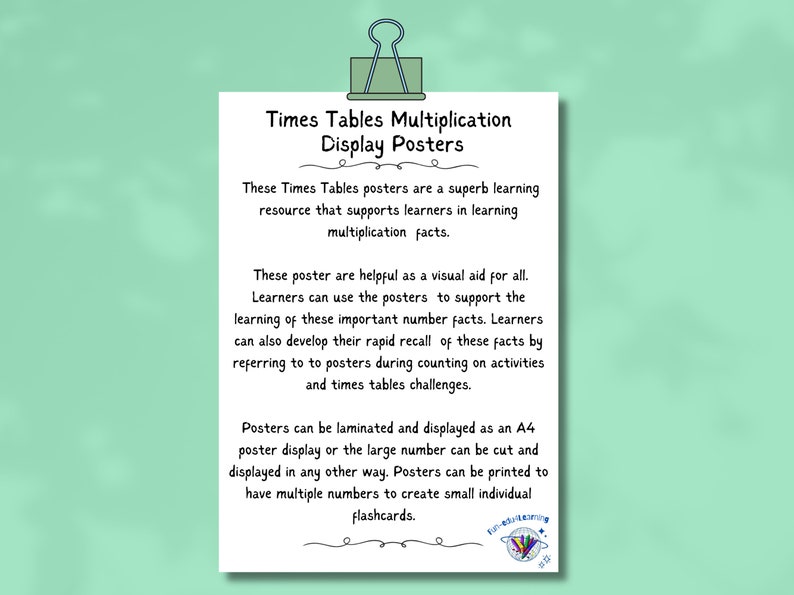 Skip Counting Posters, Multiplication Posters, Times Table Printables ...