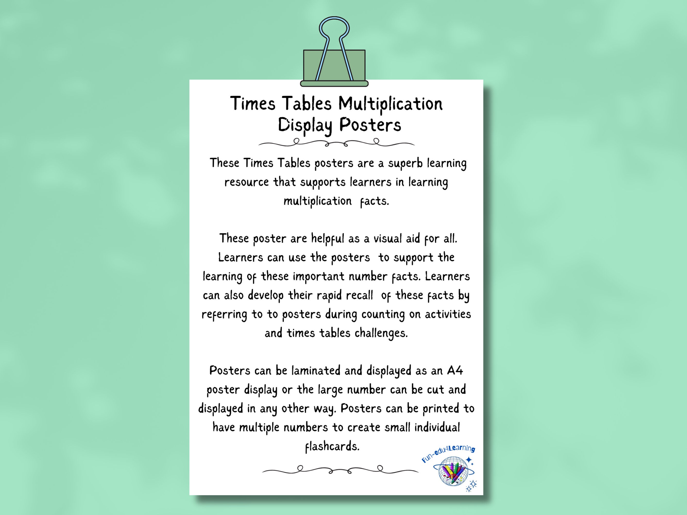 Skip Counting Posters, Multiplication Posters, Times Table Printables ...
