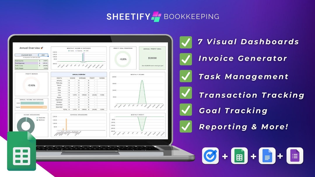 10-in-1 Google Sheets Bookkeeping Template: Track Income, Expenses ...