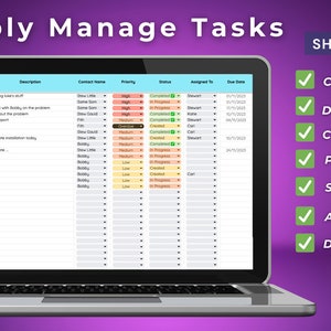 Google Sheets Task Manager, Task Checklist, Tracker Googlesheets ...