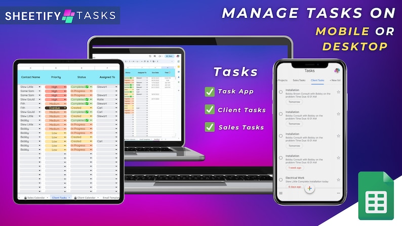 Google Sheets Task Manager, Task Checklist, Tracker Googlesheets ...