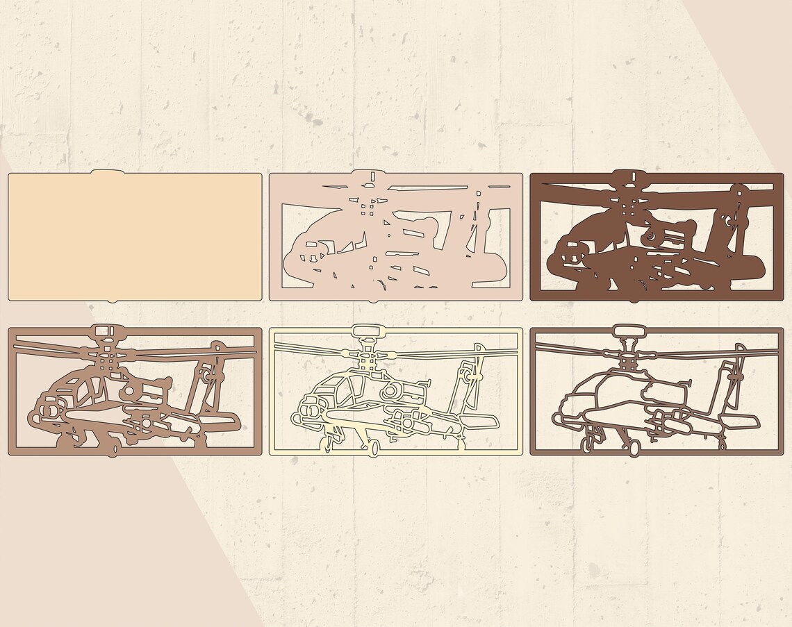 Helicopter SVG, Aircraft DXF, 3D Laser Cut Files, Multilayer Digital ...