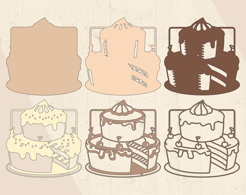 Cake SVG, Dessert SVG, Birthday Vector, Laser Cut Projects, Glowforge ...
