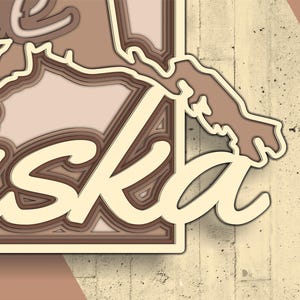 Alaska Map SVG, 3D Laser Cut, Multilayer Design, United States DXF ...