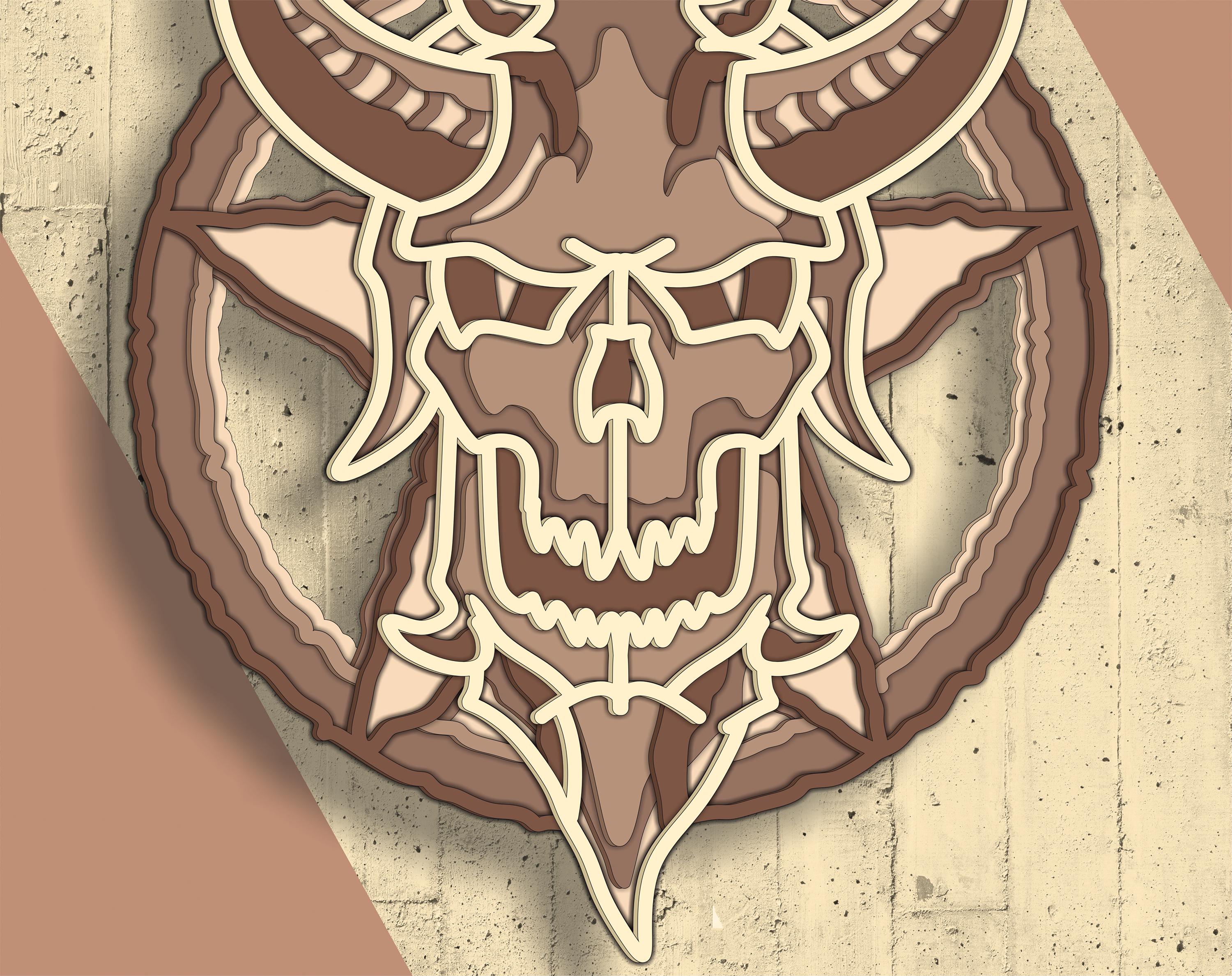 Demon Skull SVG, Gothic SVG, Laser Ready Files, Glowforge Cutting ...