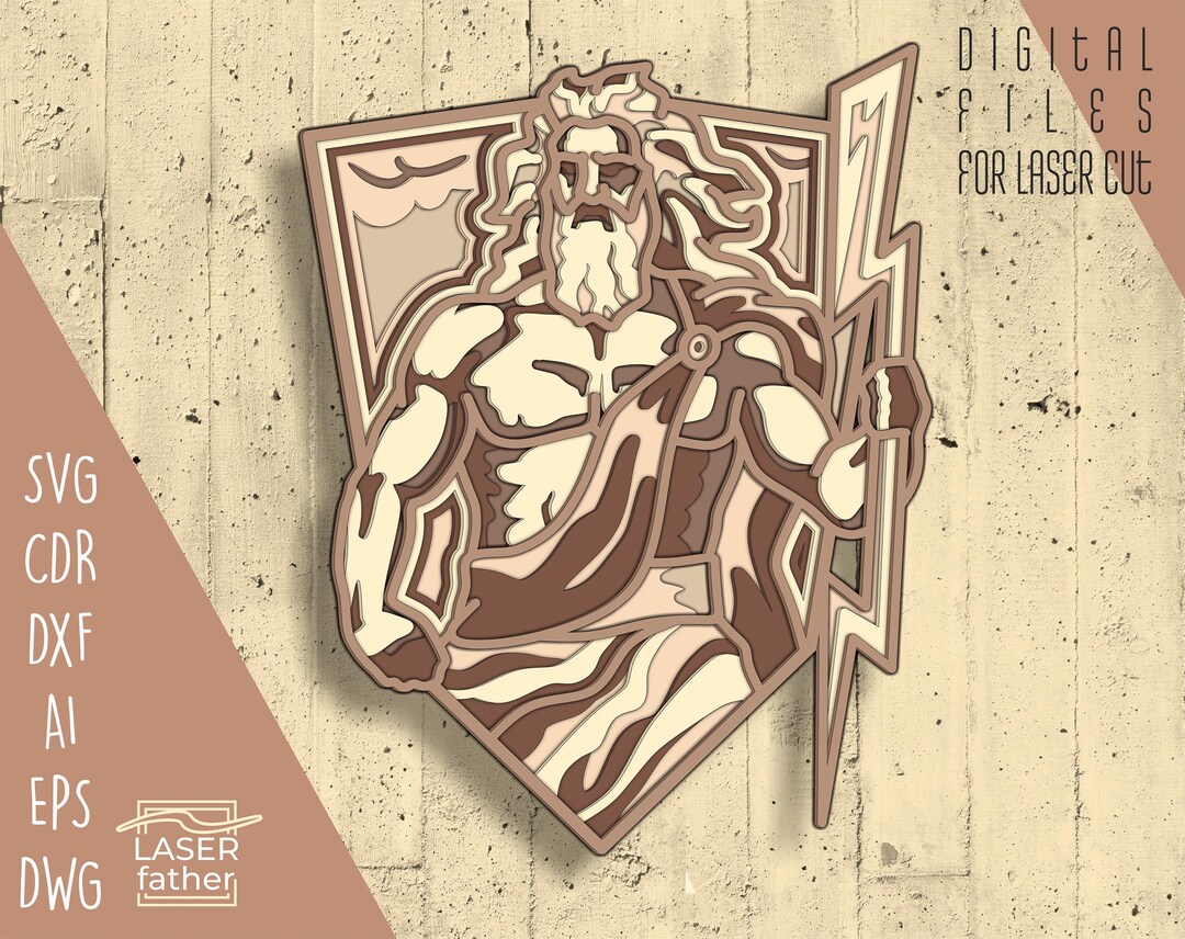 Zeus SVG, Greek God Art, Mythology Decor, 3D Laser Cut, Layered ...